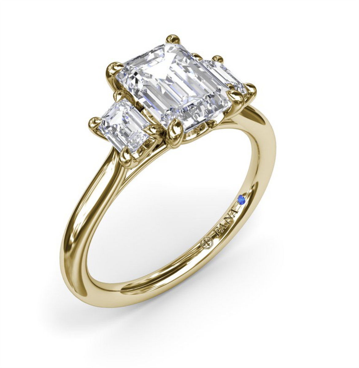 Yellow Gold Emerald Cut Diamond Three Stone Ring – Elebash Jewelers