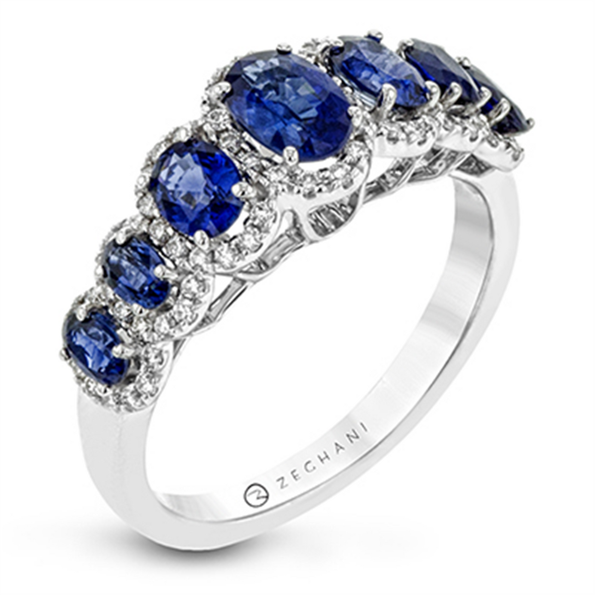 Sapphire and Diamond Halo Ring – Elebash Jewelers